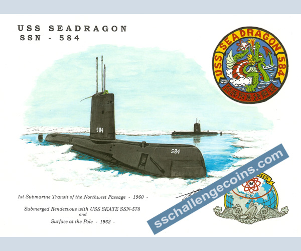 Submarine Art: USS Seadragon SSN-584 - Rendevous w/USS Skate SSN-578