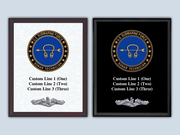 Submarine Plaque: Sonar Technician (ST) Insignia - Personalized