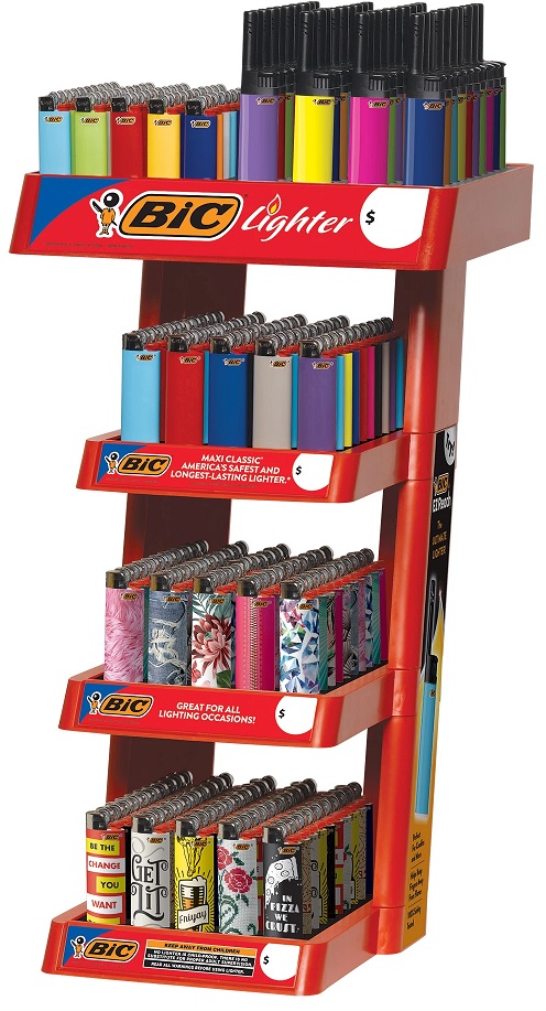 Bic 4 Tier Lighters with Rack | Bic Lighter Case - Wholesale Lighter