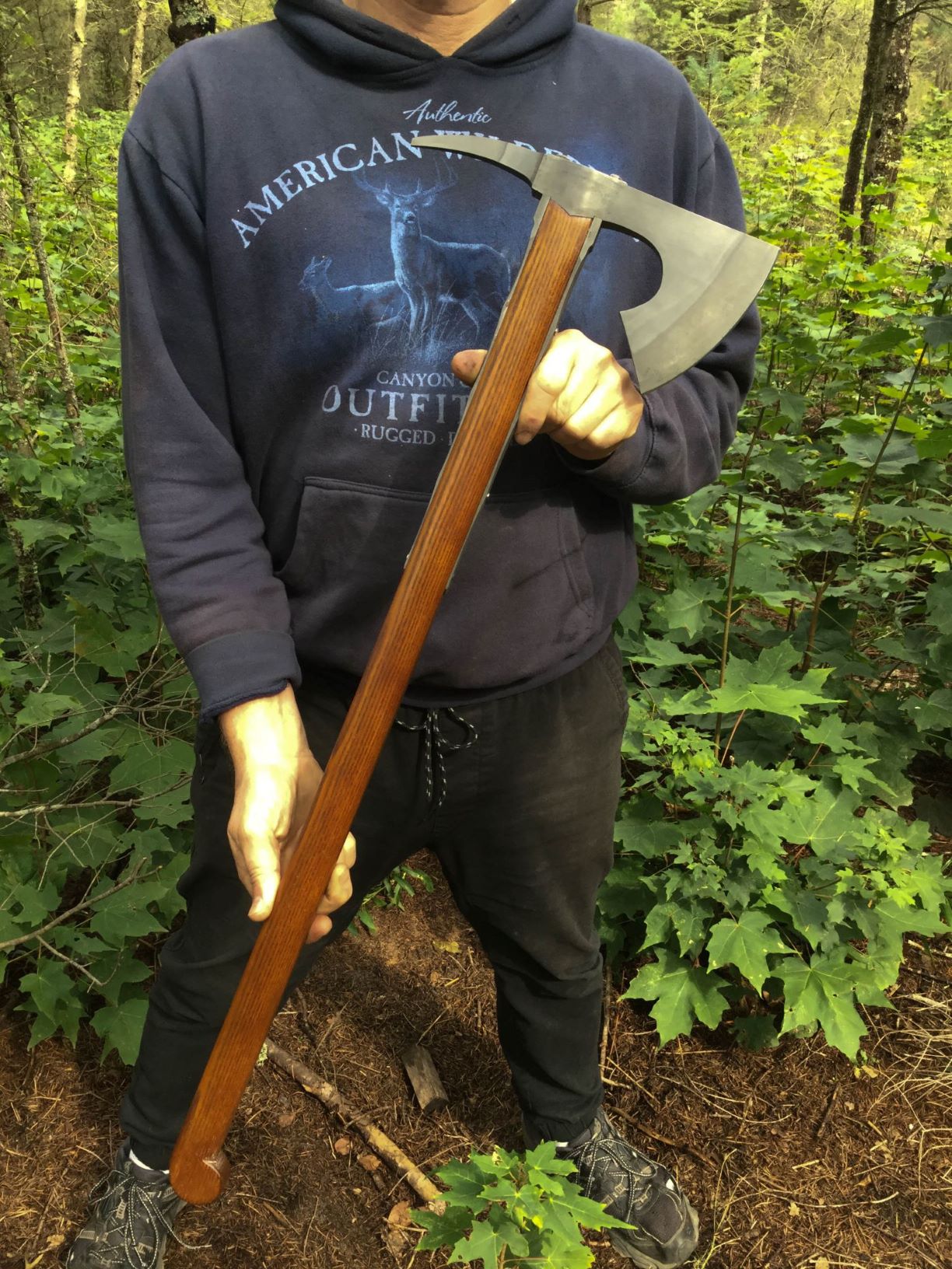 Custom, hand-forged, langet-style axe hand-made in the USA.