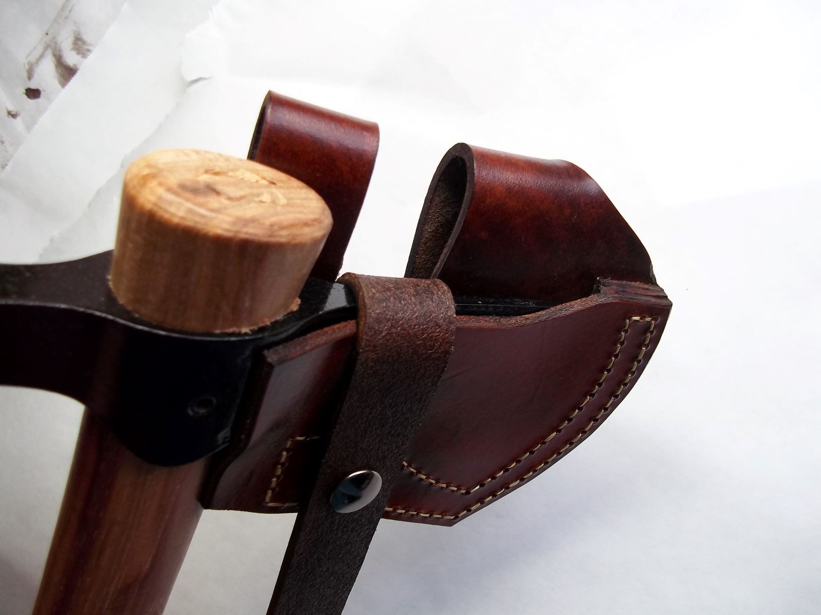 Custom leather belt sheath for Cold Steel Trail Hawk