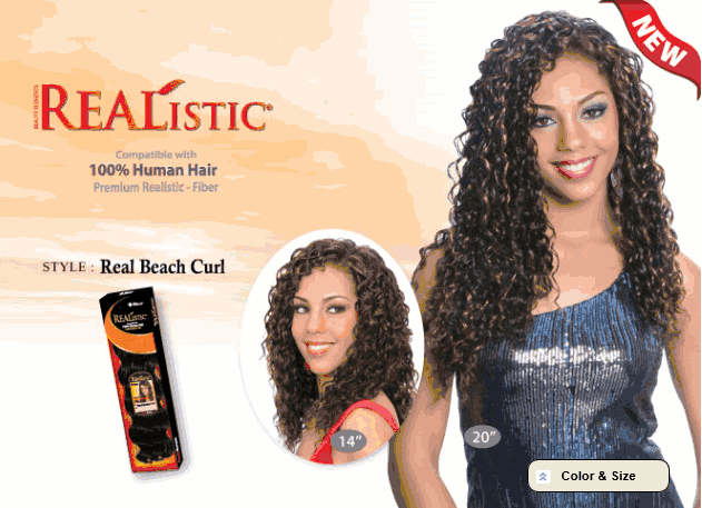 Beauty Element Bijoux Realistic Synthetic Hair Real Beach Curl Weave 14"