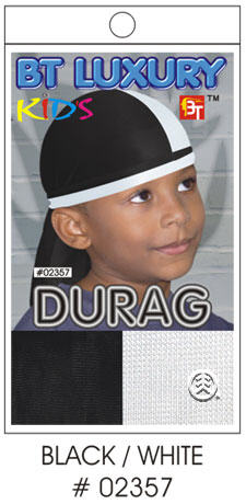 BT Kid's Luxury Durag Two Tone BLACK/WHITE