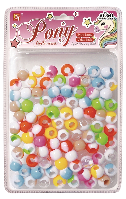 Children's Two Tone Hair Beads EXTRA LARGE WHITE/PASTEL