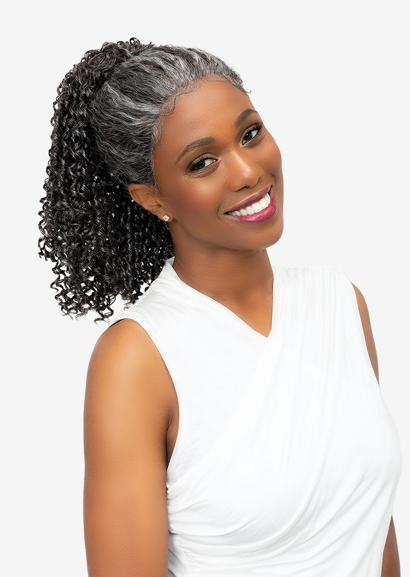 Femi Ms. Granny Collection 100% Premium Fiber Hair Drawstring Ponytail ...