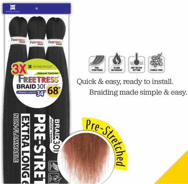 Freetress 3X Braid 301 Finished Length 34" (NEW!!!)
