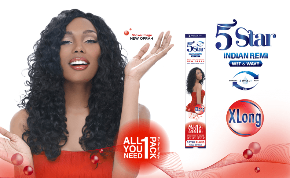Harlem 125 5 Star XLong Indian Remi Wet & Wavy Human Hair New Oprah 5PC ...