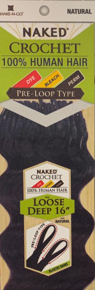 NAKED Crochet 100% Human Hair Pre-Loop Type Braid LOOSE DEEP (NEW!!!)