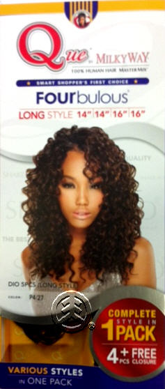 Que by Milky Way Fourbulous 100% Human Hair MasterMix Dio Long 5PC Weave