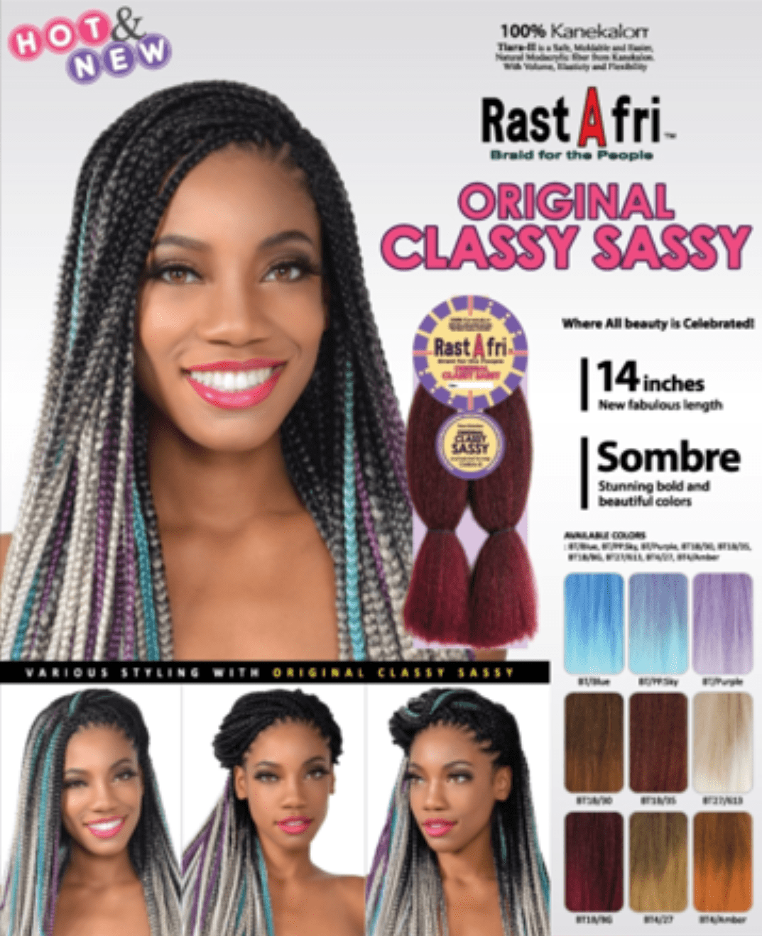 Rast A fri 100% Kanekalon Original Classy Sassy Braid 14"