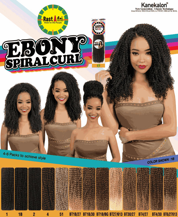 Rast A Fri Kanekalon Ebony Spiral Curl Braid