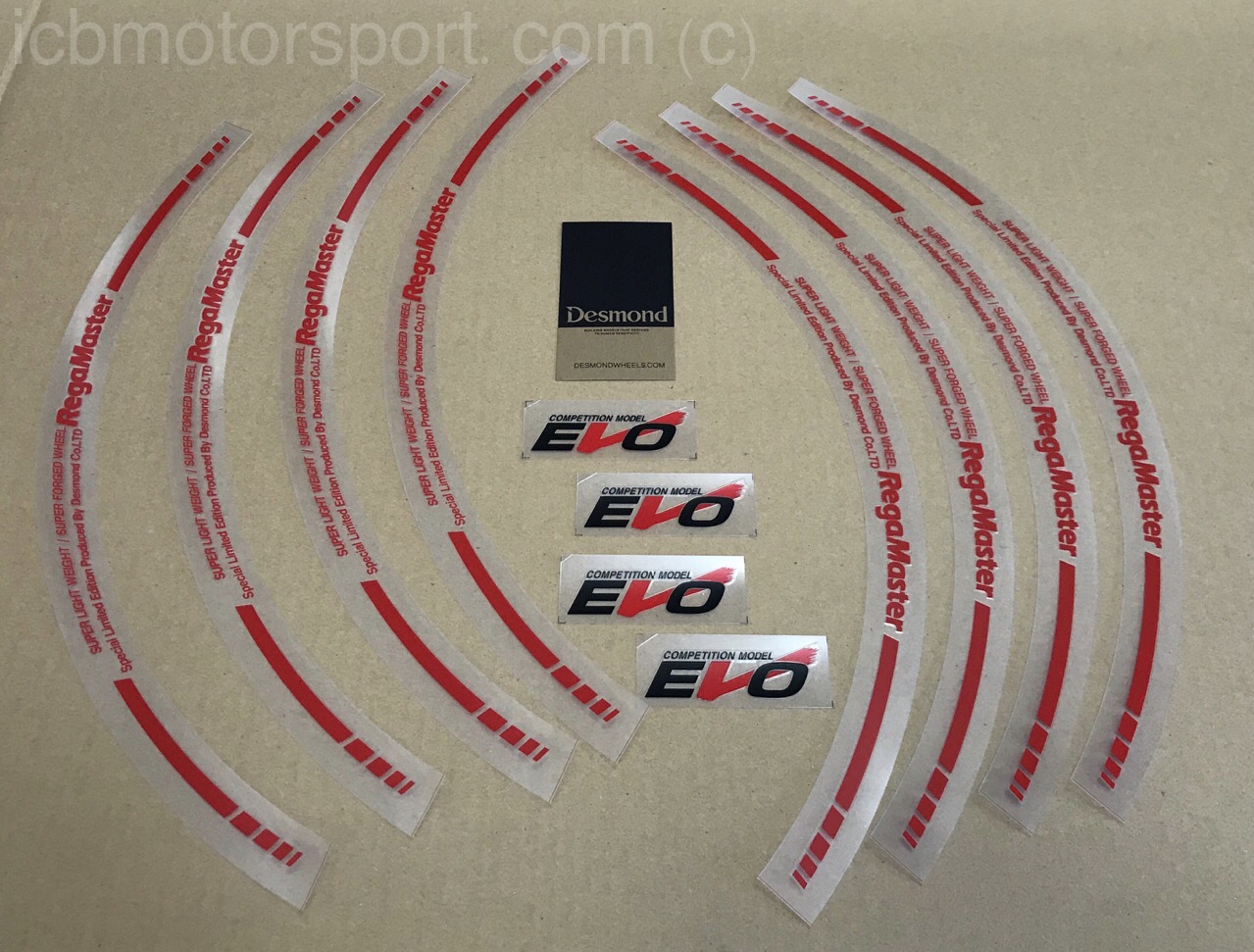 Desmond Regamaster EVO and II Spoke and Lip Decals 16" Set (12 Decals ...