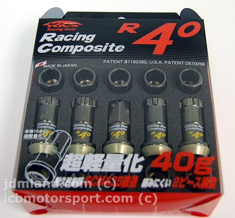 Project Kics 5 Lug R40 31876K Racing Composite Glorious Black / Black ...