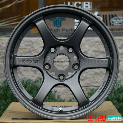 Rays Gram Lights 57DR 15X8 4X100 +35 Offset Semi Gloss Black, Gunmetal Blue, White Concave Face ...