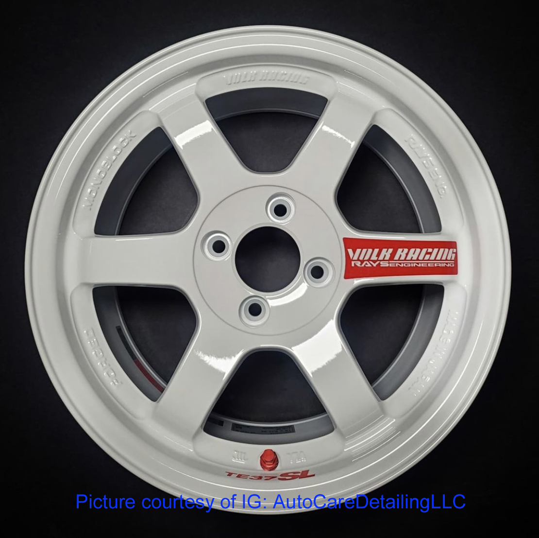 Rays Volk Racing TE37SL Limited Edition Super Lap Wheels 15X8 4X100 +35 Offset Dash White Pre-Order