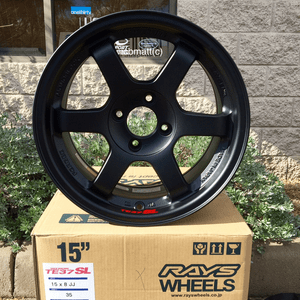 Rays Volk Racing TE37SL Limited Edition Super Lap Wheels 15X8 4X100 +25 Offset Matte Black
