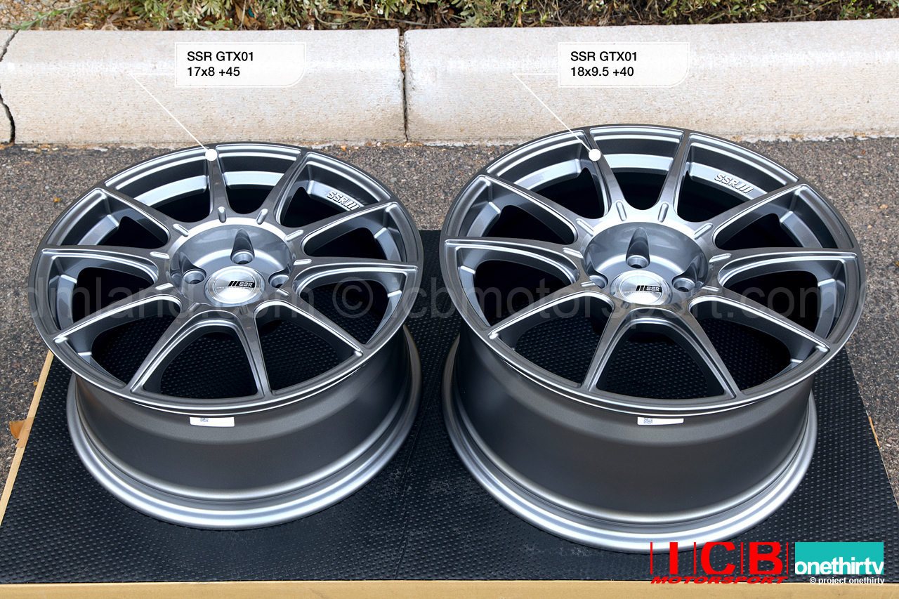 SSR GTX01 NSX Spec 17x8 +45 Offset 18X9.5 +40 Offset 5X114.3 Dark Silver