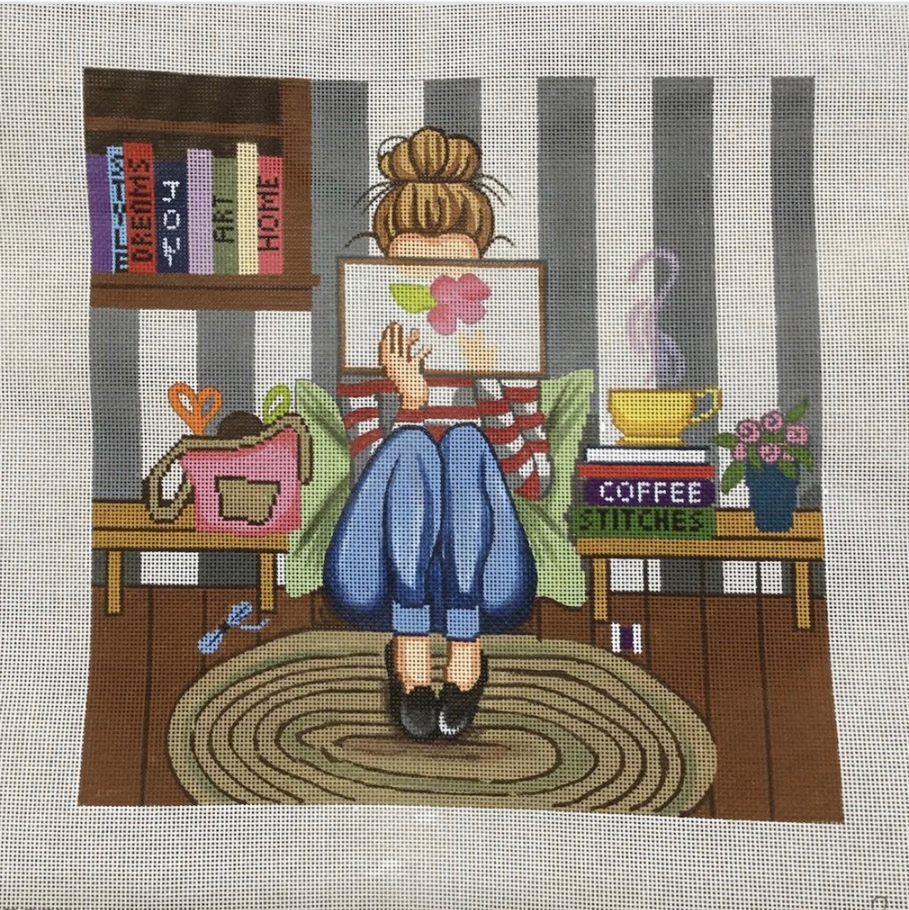 GIRL STITCHING by Gayla Elliot