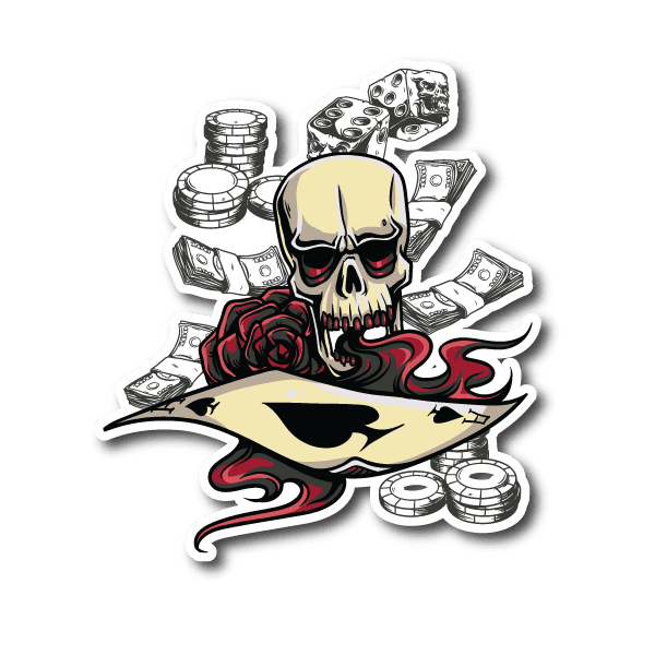 Gambling Skull Sticker|Vinyl Stickers|Marijuana Stickers|Clear Stickers