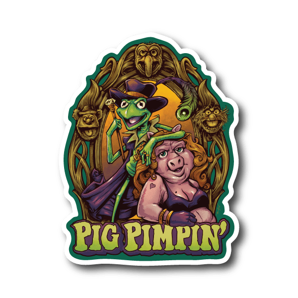 Pig Pimpin Sticker|Vinyl Stickers|Marijuana Stickers|Clear Stickers