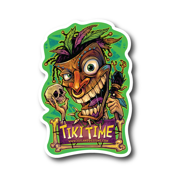 Tiki Time Sticker|Vinyl Stickers|Marijuana Stickers|Clear Stickers