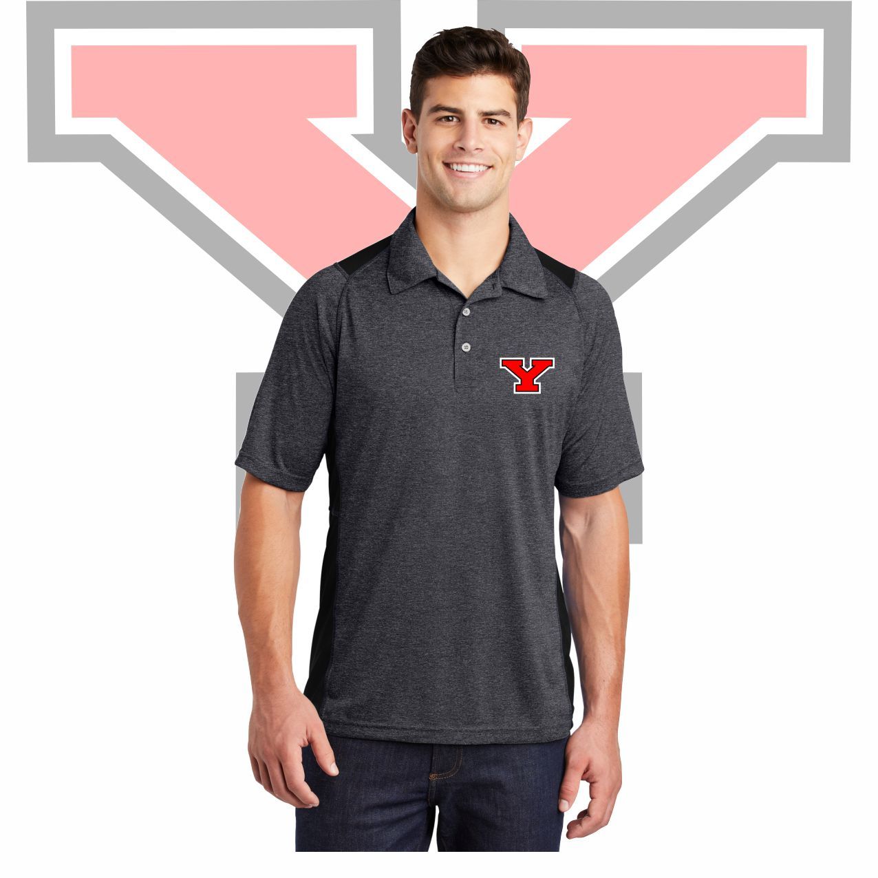 Yelm HS Staff Sport-Tek Heather Colorblock Contender Polo