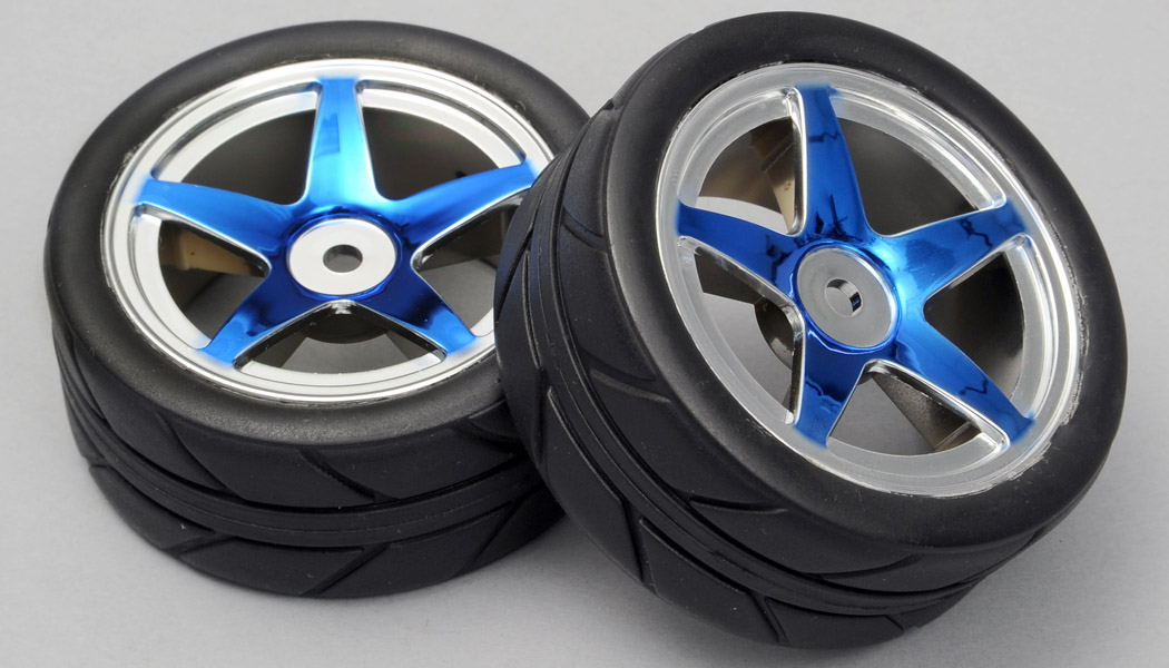 Star Wheel Chrome Blue, w/ On Road Racing Grip Rims & Tires Semi Slicks ...