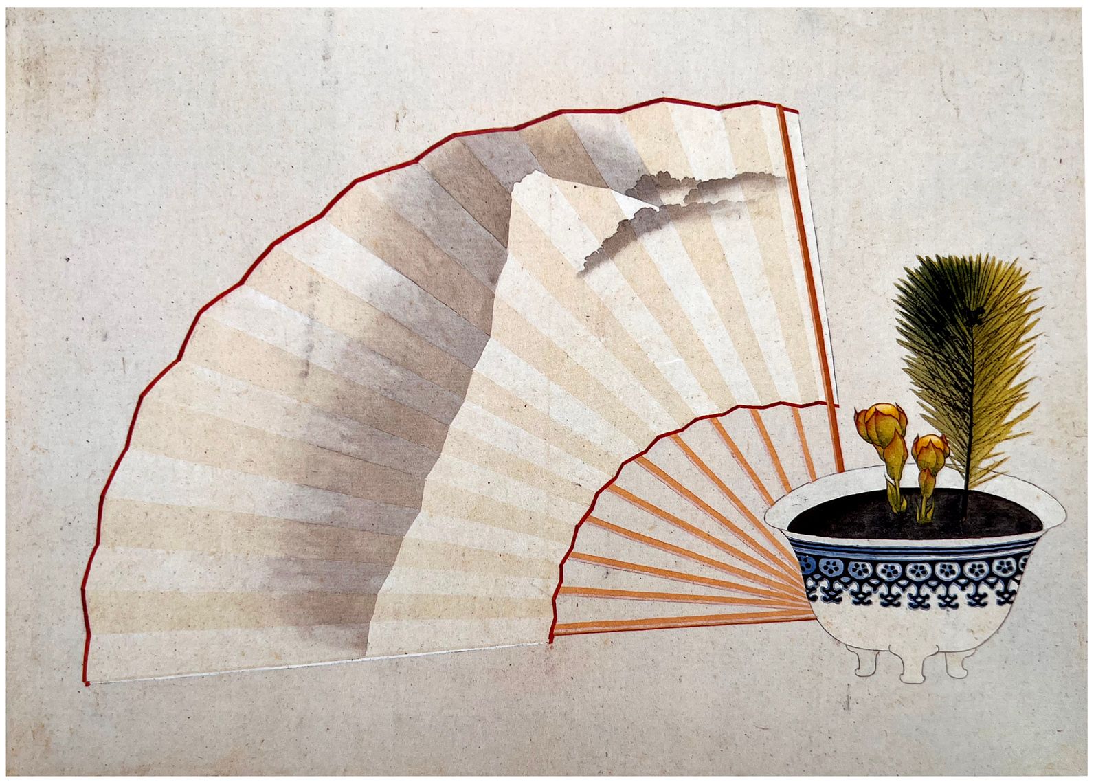 Adonis and Mt Fuji Drawn on a Fan
