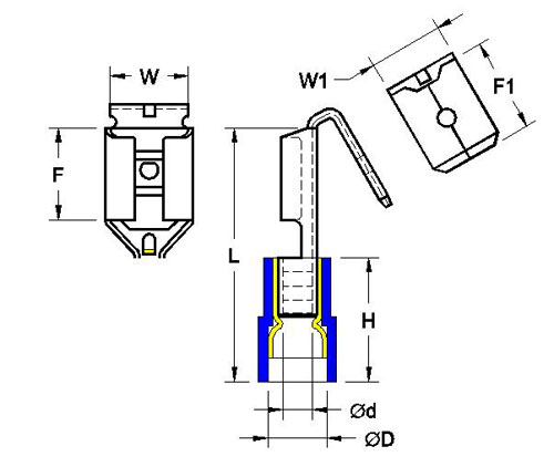 Nylon-Insulated Piggyback Disconnect (22-16 AWG) | Connector Concepts, Inc.