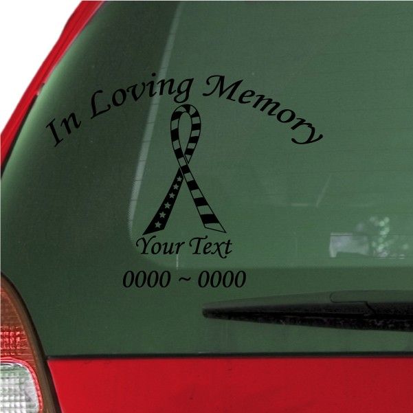 American Flag Ribbon Custom In Loving Memory Decal