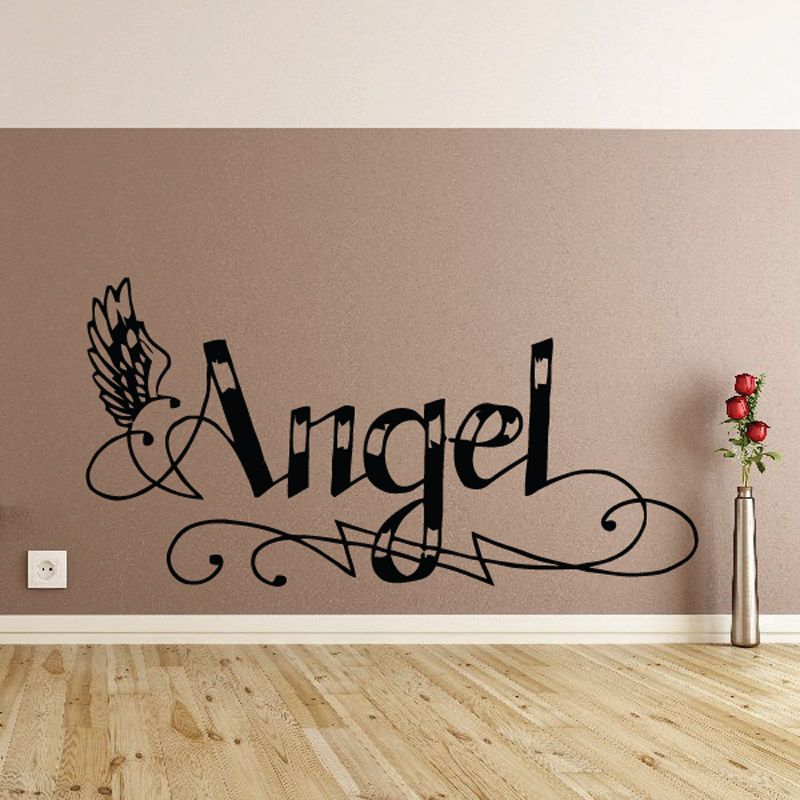 Angel text with Wings Decal