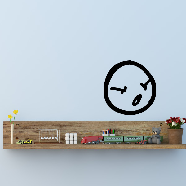 Angry Emoticondoodle Wall Decal - Vinyl Decal - Car Decal - Id012