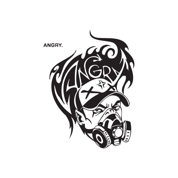 Angry Tagger in Gas Mask Graffiti Decal