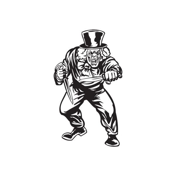 Angry Top Hat Clown with Knives Decal