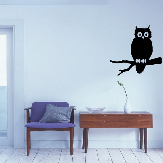 Awake Owl on Branch Decal