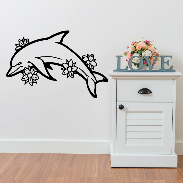 Blooming Flowers Dolphin Decal