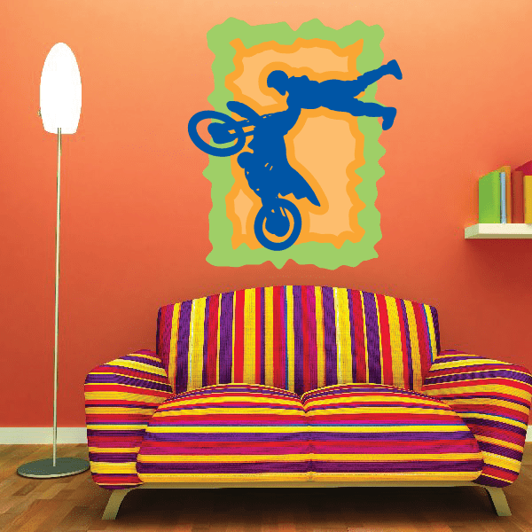 Blue and Green Dirt Bike Sticker