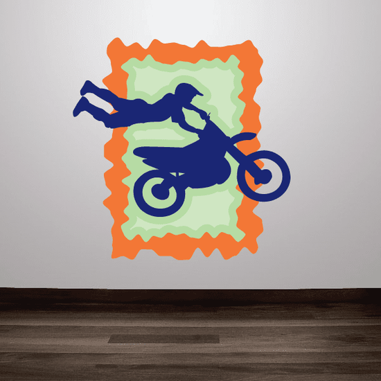 Blue and Orange Dirt Bike Sticker