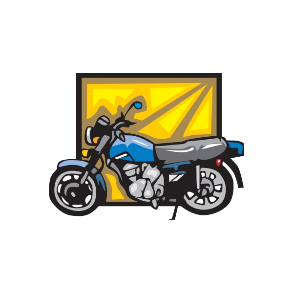 Blue Motorcycle With Yellow Background Sticker