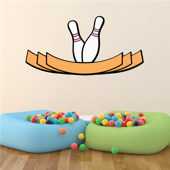 Bowling Two Pin Color Ribbon Sticker