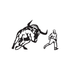 Bull Charging Man Decal