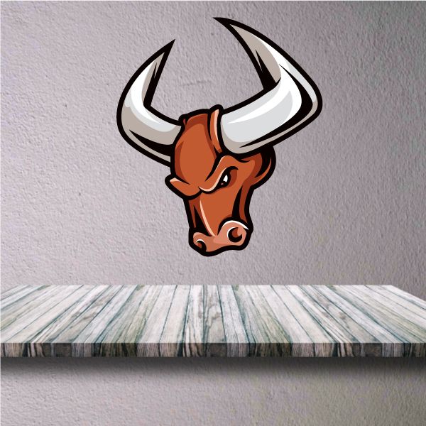 Bull Mascot Wall Decal - Vinyl Car Sticker - Uscolor010