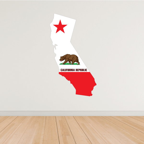 California Shape State Flag Sticker