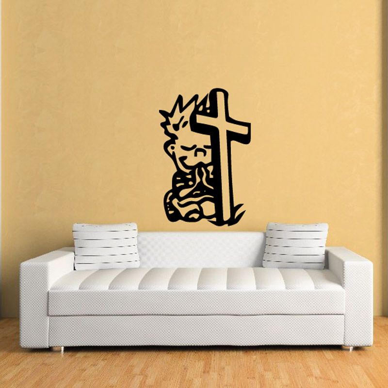 Calvin Praying at a grave Decal