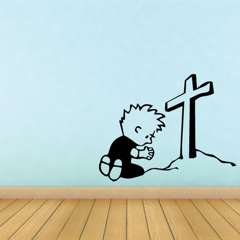 Calvin Praying before a Mountain Decal