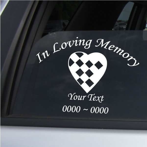Checkered Heart Custom In Loving Memory Decal