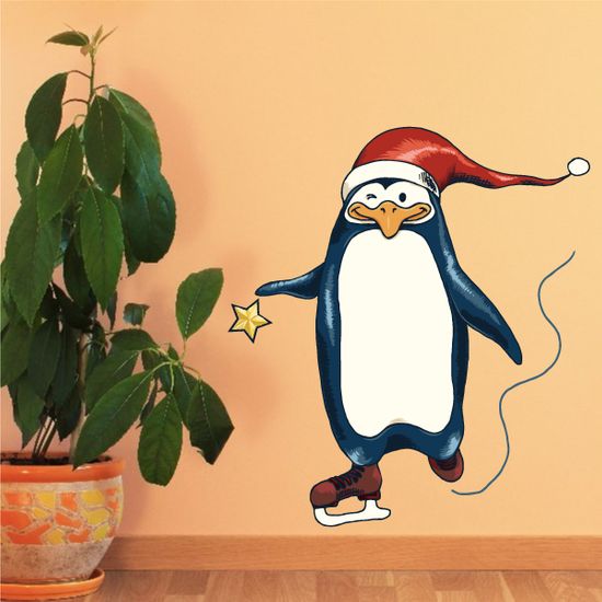 Christmas Penguin Helper Ice Skating Sticker