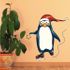 Christmas Penguin Helper Ice Skating Sticker