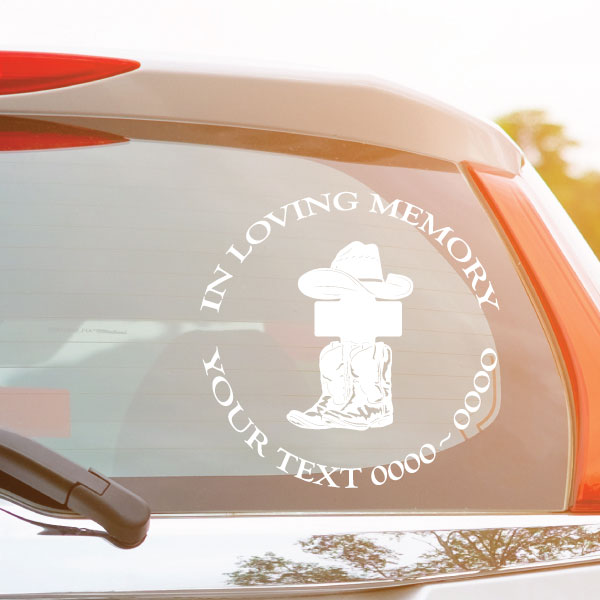 Cowboy Boots Headstone Custom In Loving Memory Decal