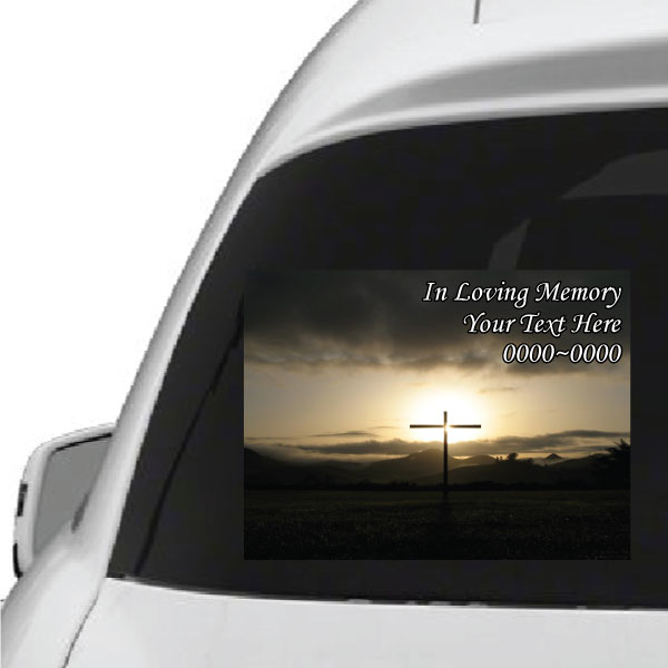 Cross at Sunrise In Loving Memory Custom Rectangle Sticker